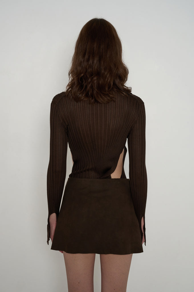 Veda x Ref Carla Leather Skirt Mole Suede | BOTTOM/SKIRT | VEDA