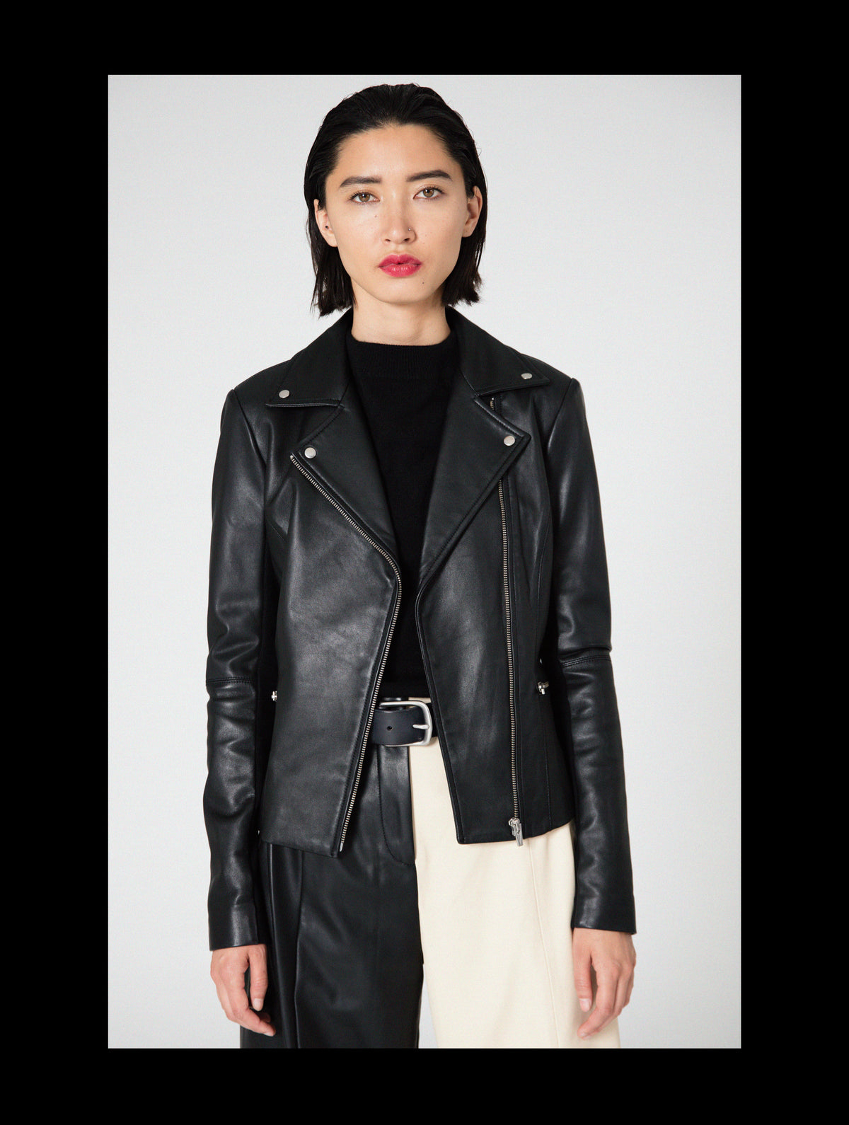 Dallas Smooth Leather Jacket Black | Jackets | VEDA