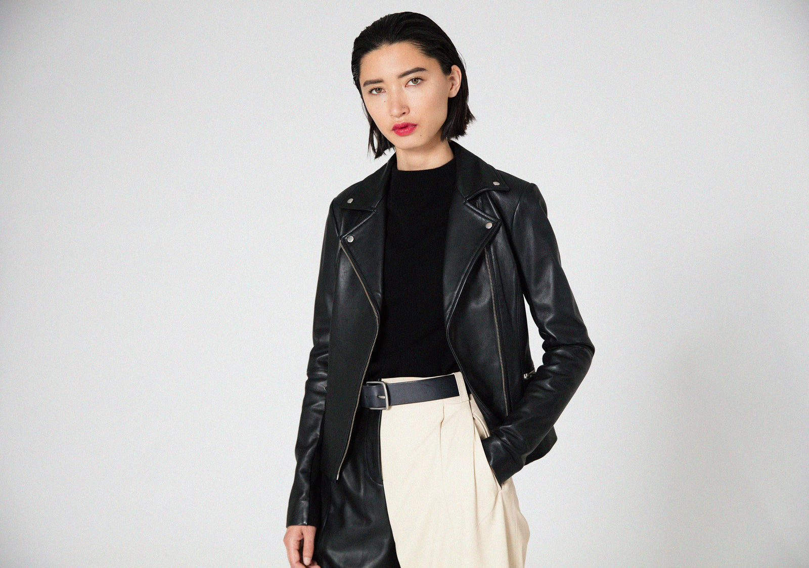 Dallas Smooth Leather Jacket Black | Jackets | VEDA